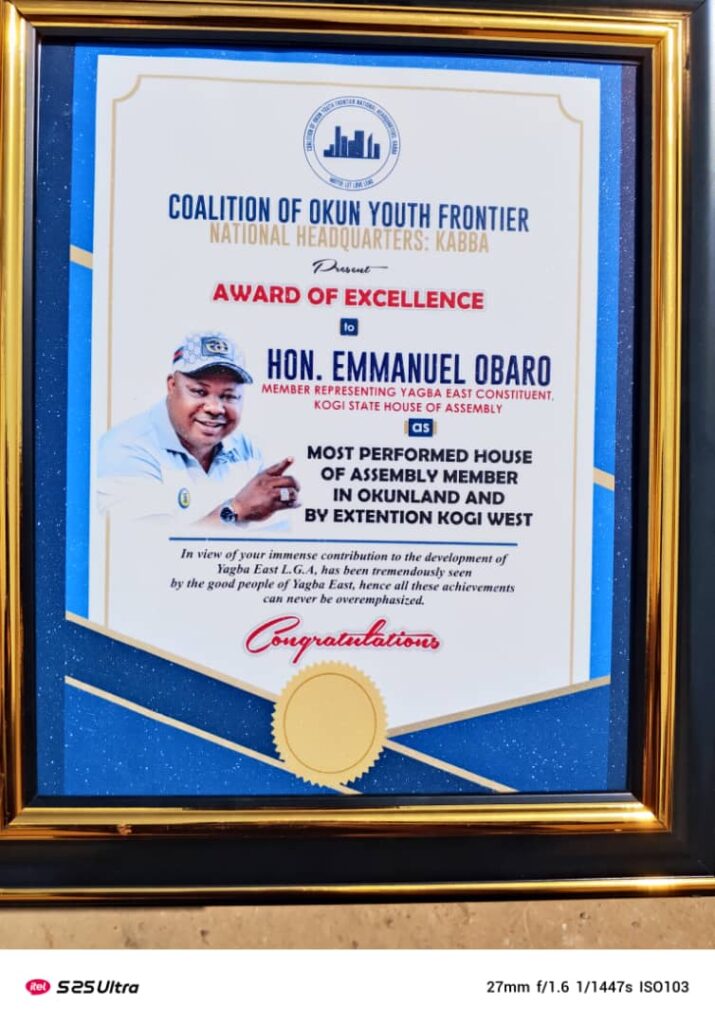 Yagba East Legislature Honourable Emmanuel Obaro Bagged Award As Most ...